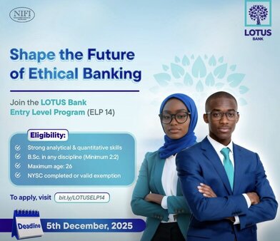 LOTUS Bank Entry Level Programme 2026 (ELP 14) for young Nigerian ...